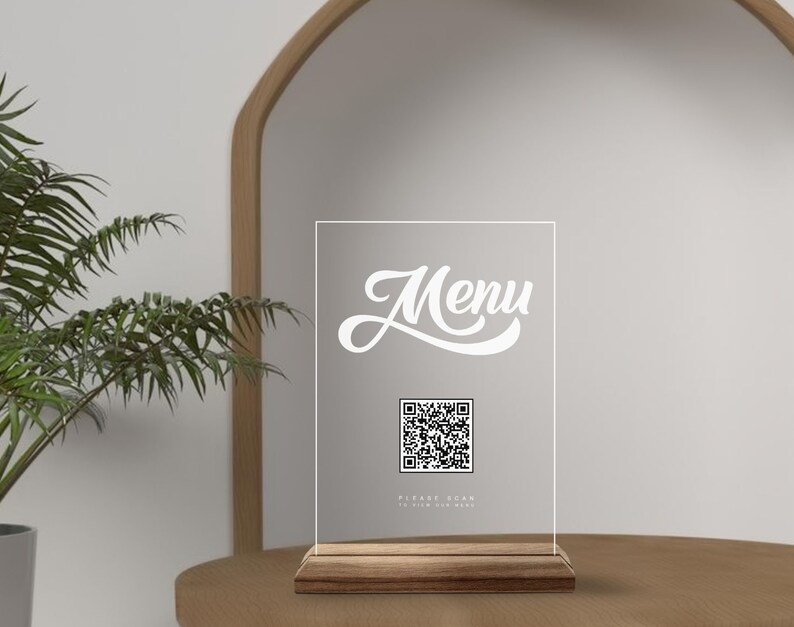 Custom Made QR Code Menu Sign Custom Natural Wood and Acrylic - Etsy
