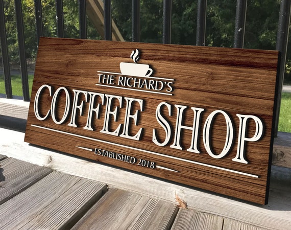 Personalized Coffee Bar Sign Wooden Sign Gift Custom Wood - Etsy