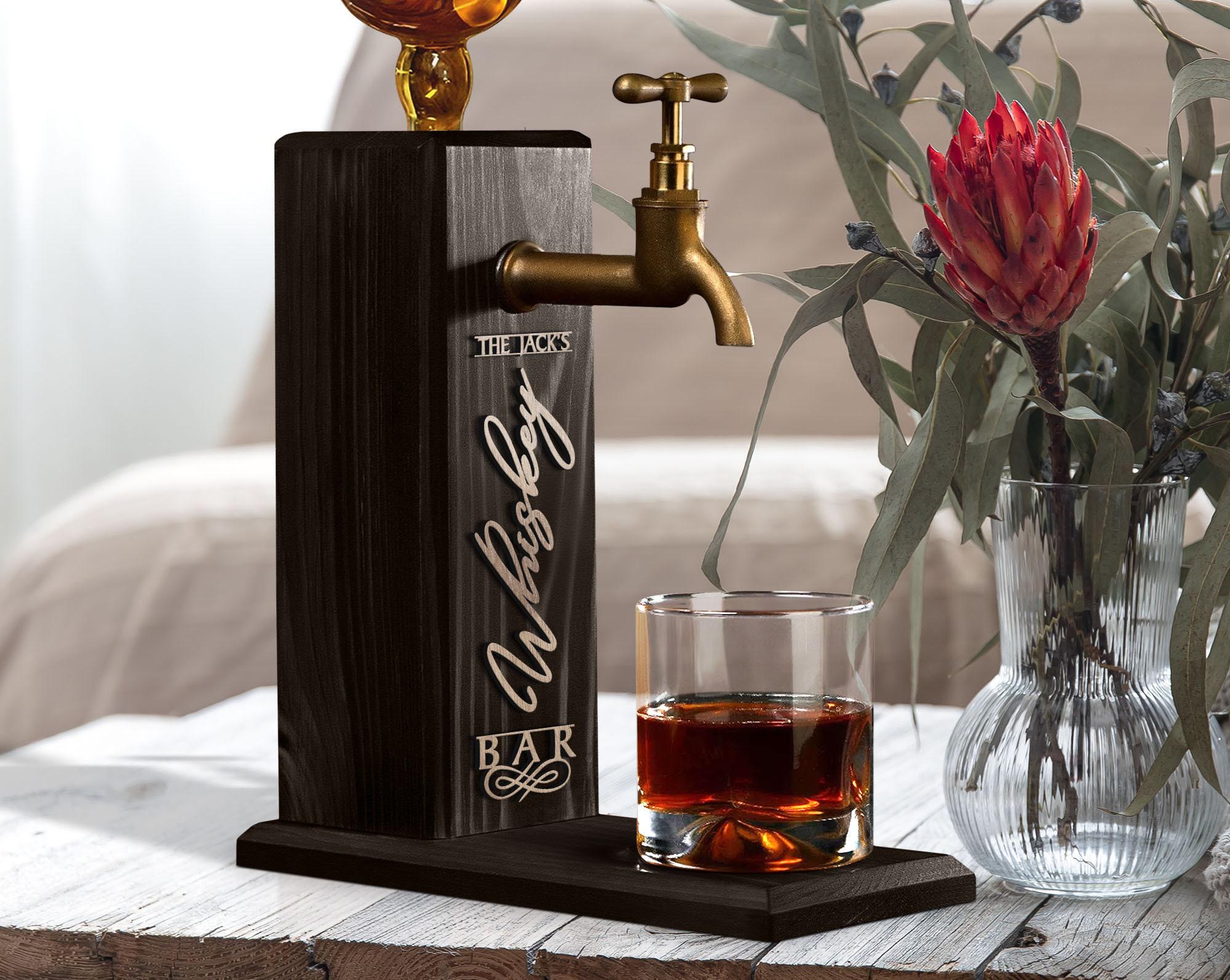 Personalized Embossed Name Wooden Whiskey Dispenser, Wood Dispenser ...