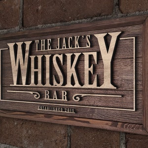 Personalized Handmade Oak Tree Bar Sign, Custom Wood Bar Sign, Bar and ...