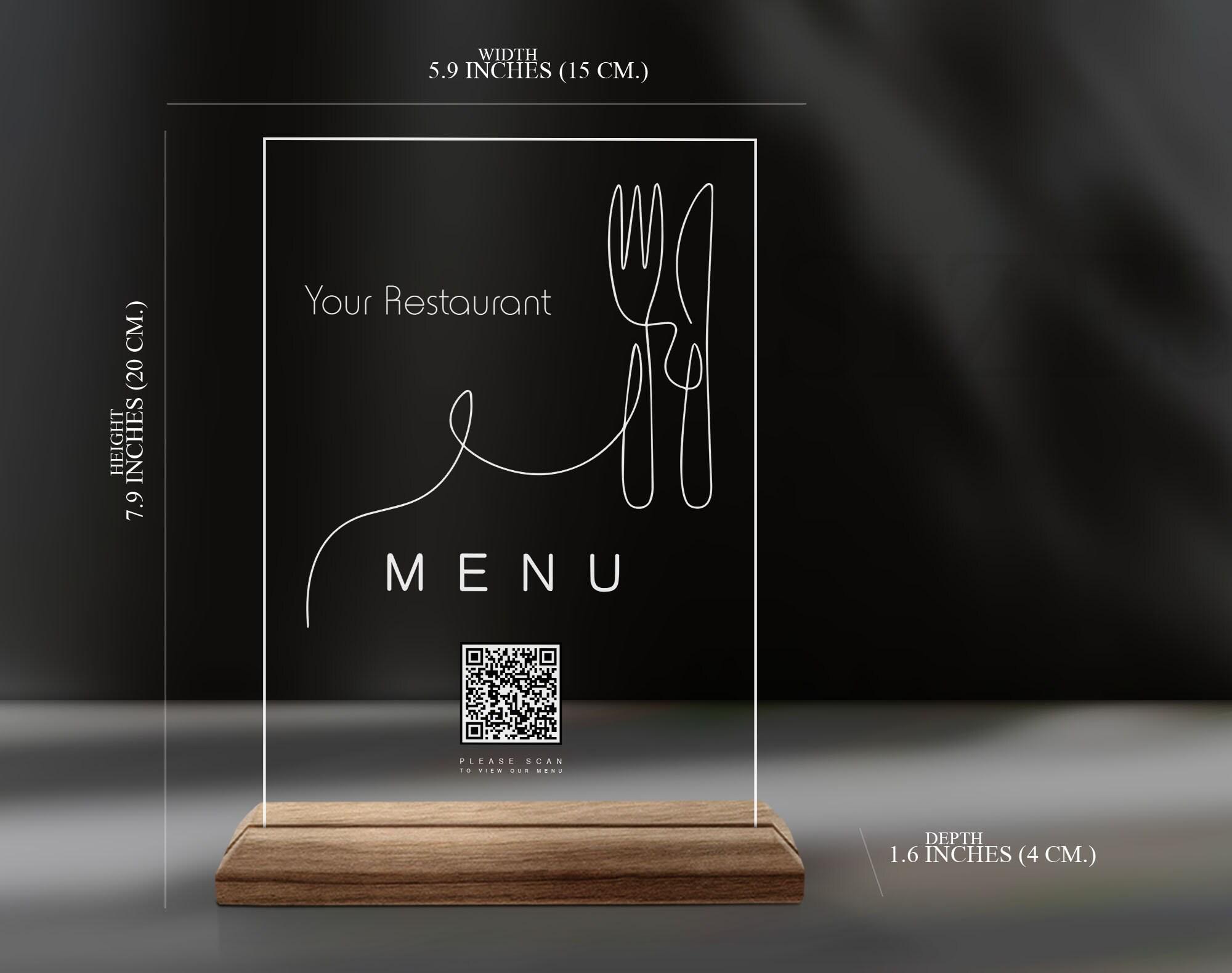 Custom Made QR Code Menu Sign, Custom Natural Wood and Acrylic ...