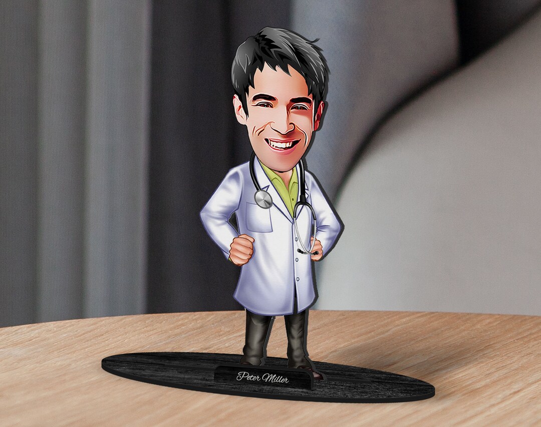 Personalized 3D Wooden Cartooned Doctor Figurine Trinket, Custom ...