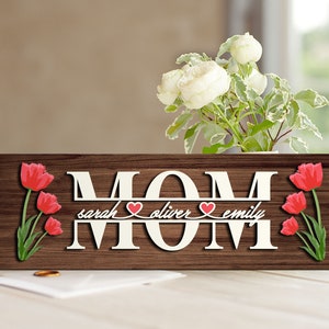 Personalized Embossed Wood Mom Sign, Gift for Mom, Custom Gift for Mom ...