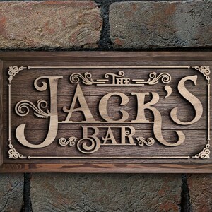 Personalized Handmade Oak Tree Bar Sign, Custom Wood Bar Sign, Bar and ...