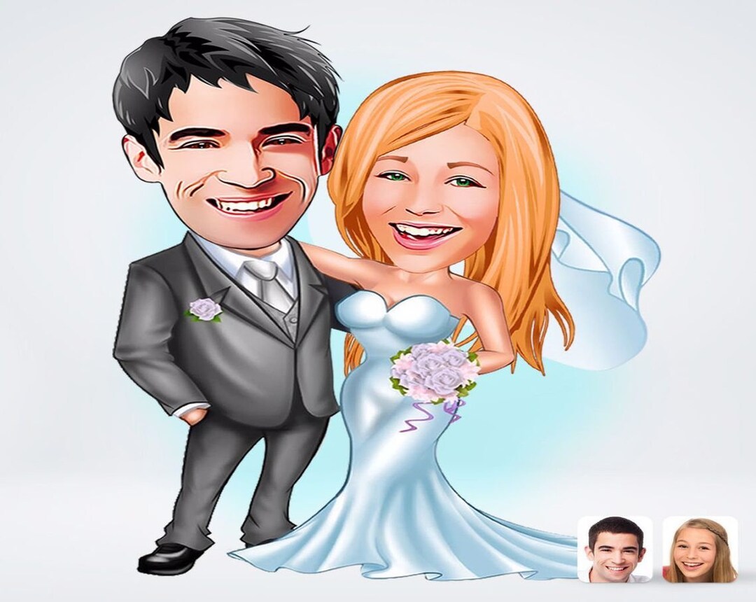 Personalized Get Married Drawing / Wedding Cartoon Drawing / Get ...