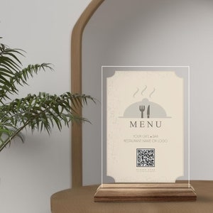 Custom Made QR Code Menu Sign, Custom Natural Wood and Acrylic ...