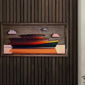 Handmade Oak Tree Boat / Sailboat Wood Painting, Custom Wood Wall Art ...