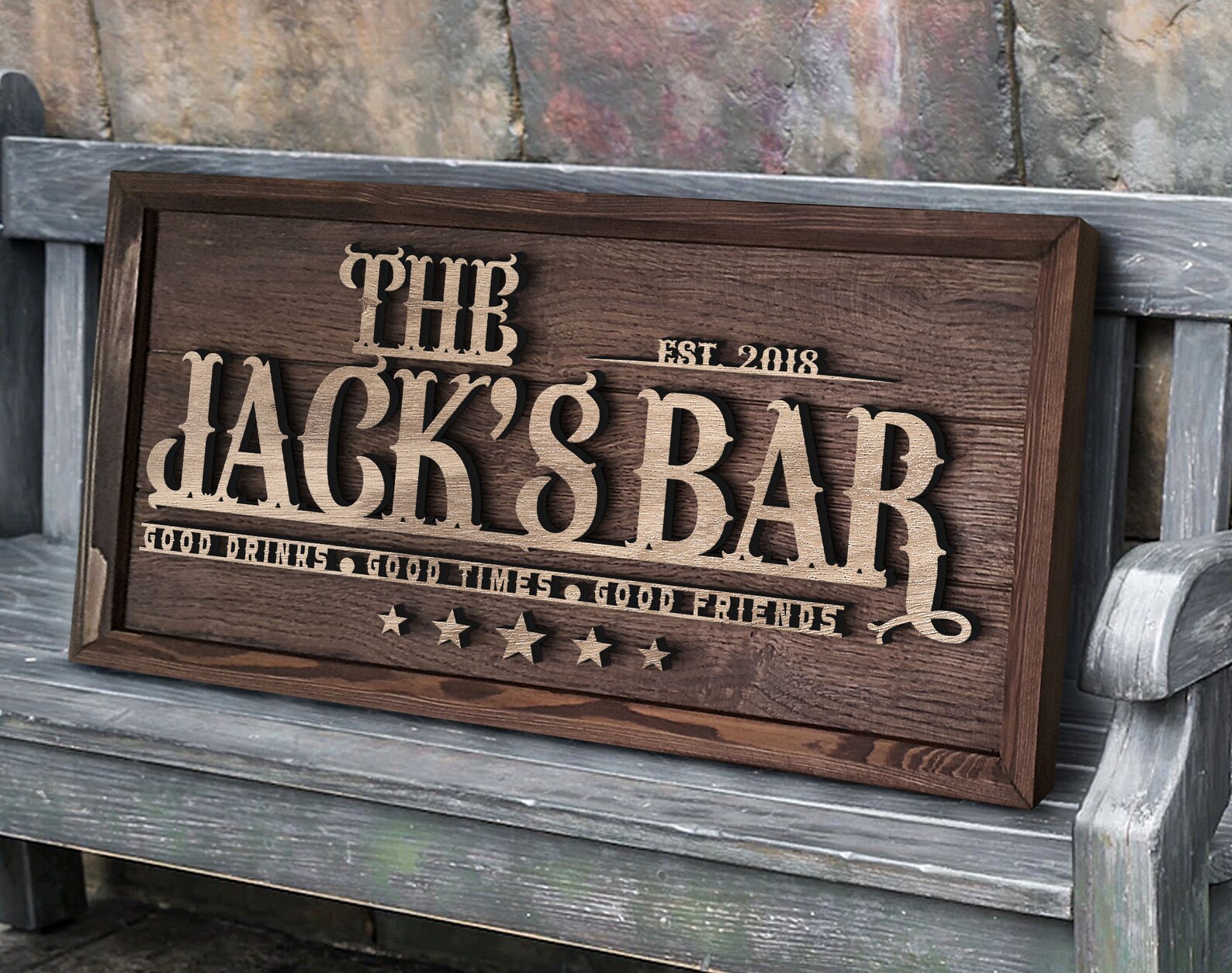 Personalized Handmade Oak Tree Bar Sign Custom Wood Bar Sign - Etsy