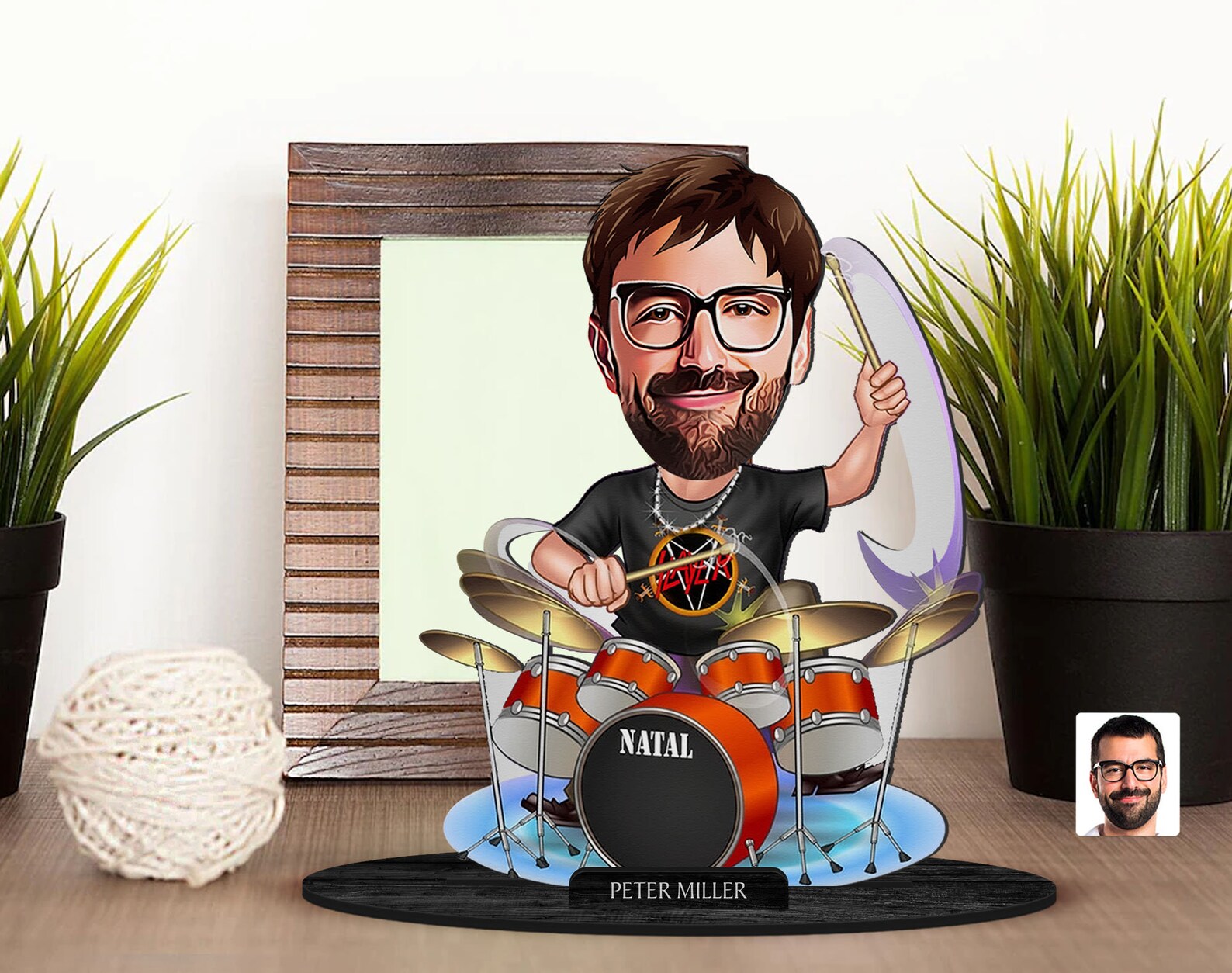 Personalized 3D Wooden Cartooned Drummer Figurine Trinket - Etsy