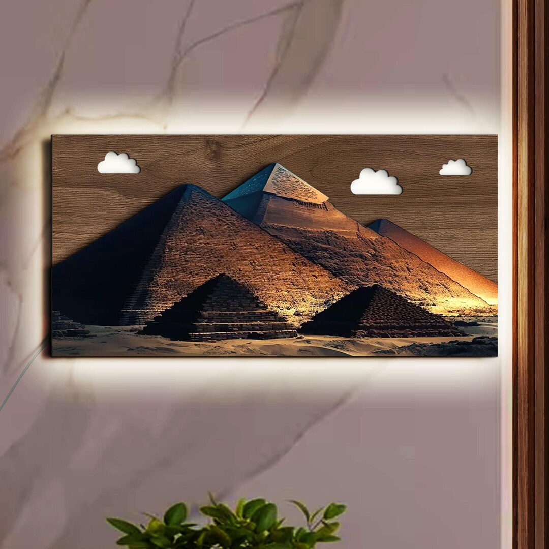 Personalized LED Light Wooden Egyptian Pyramids Painting, Custom ...