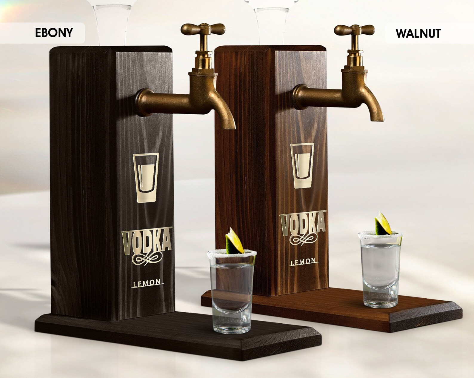 Natural Wood Gilded Mirror Vodka Dispenser, Alcoholic Drink Dispenser ...