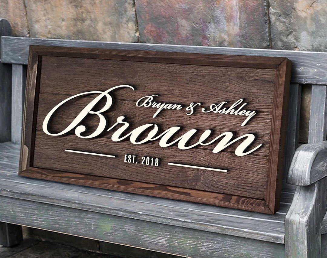 Personalized Oak Tree Name Sign, Custom Wood Family Sign, Last Name ...