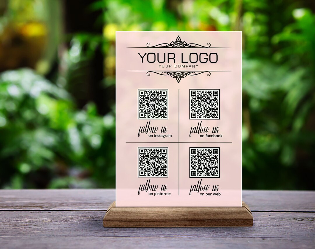 Custom Social Media Sign, Personalized Follow Us Sign, Custom QR Code ...