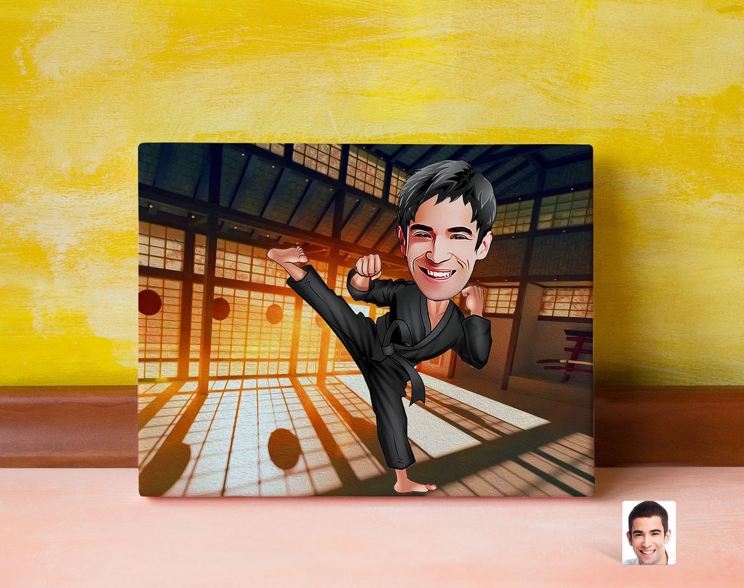 Personalized Karate Fighter Caricature Drawing, Cartoon From Photo ...