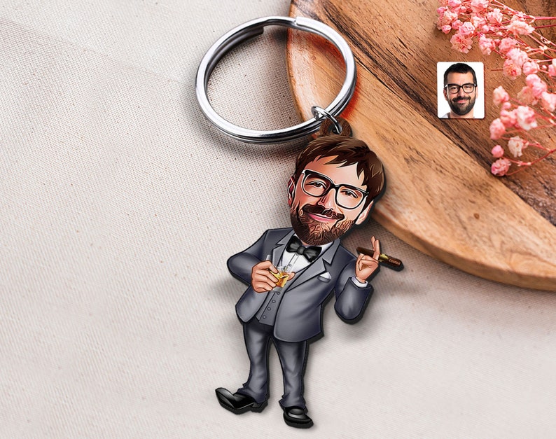 Personalized Cartoon Whiskey Bar Keychain Whiskey Man - Etsy