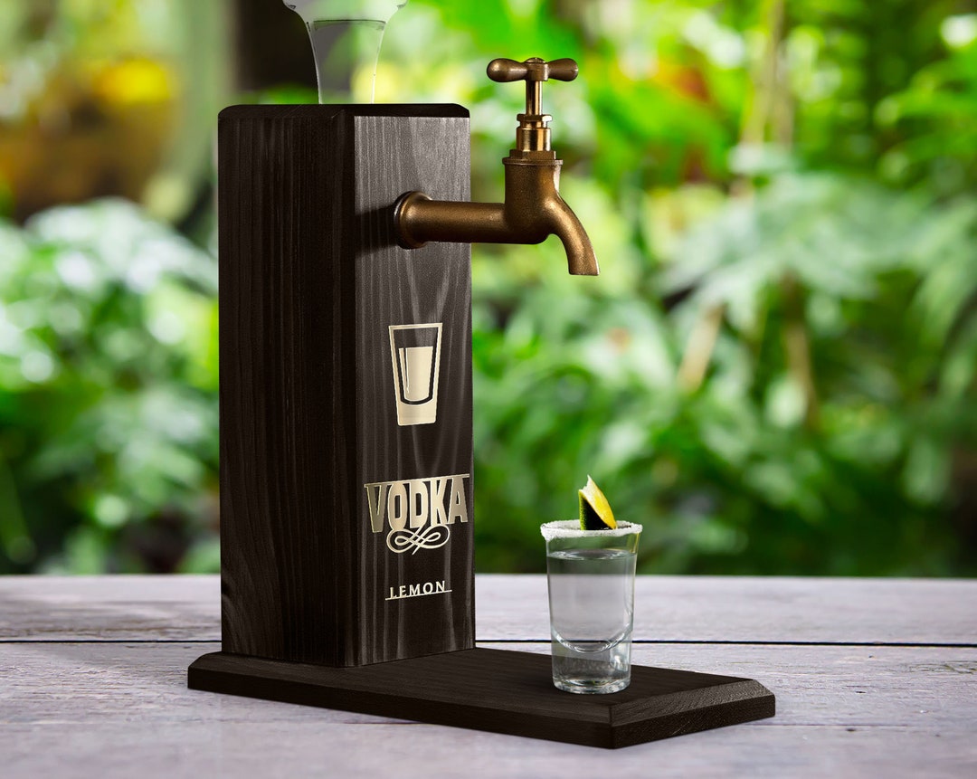 Natural Wood Gilded Mirror Vodka Dispenser, Alcoholic Drink Dispenser ...
