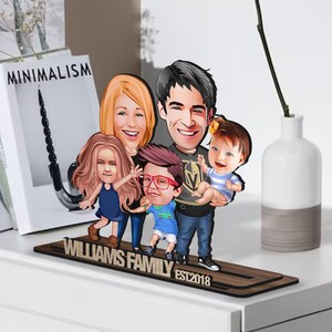 Personalized 3D Wooden Cartooned Family Figurine Trinket, Custom ...
