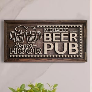 Personalized Handmade Oak Tree Bar Sign Custom Wood Bar Sign - Etsy