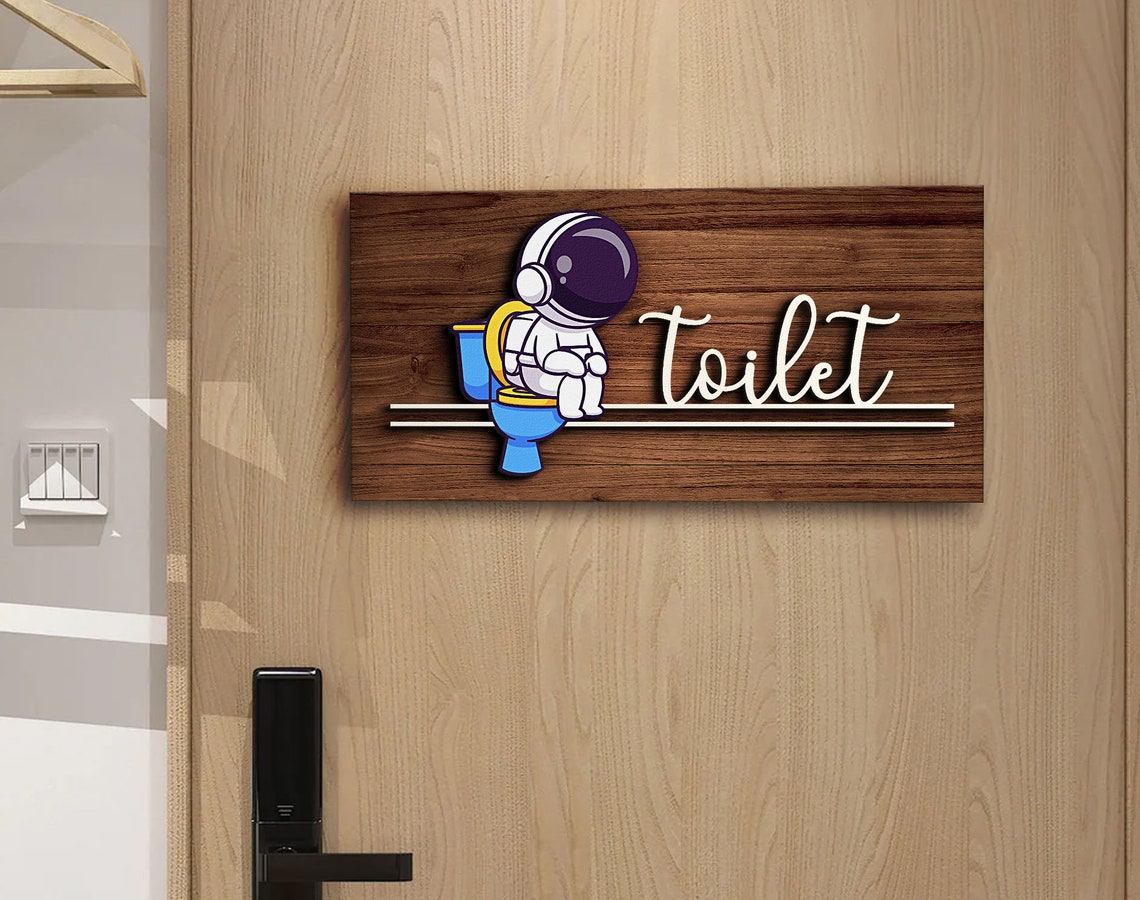 Wooden Modern Toilet Door Sign Bathroom WC Washroom Sign - Etsy