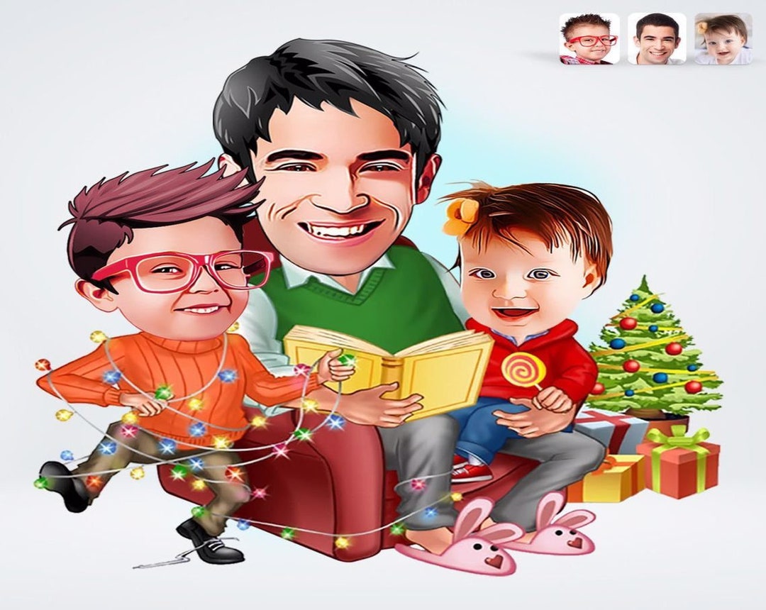 Personalized Christmas Family Drawing / Christmas Family Cartoon ...