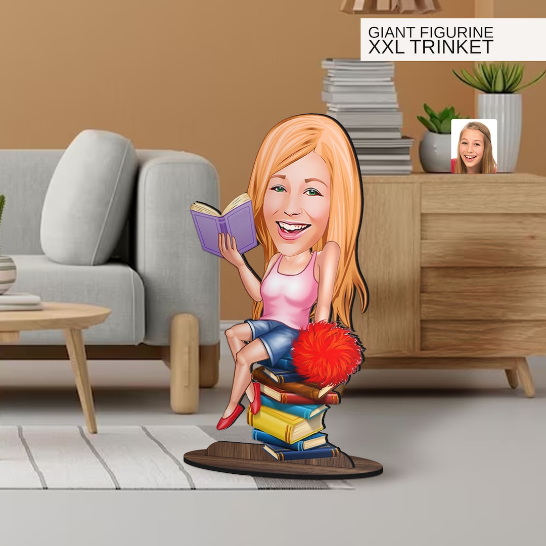 Personalized 3D Wooden Cartoon Student Oversized Figurine Trinket ...
