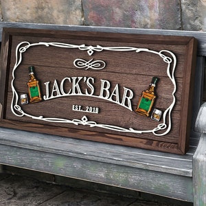 Personalized Handmade Oak Tree Bar Sign Custom Wood Bar Sign - Etsy