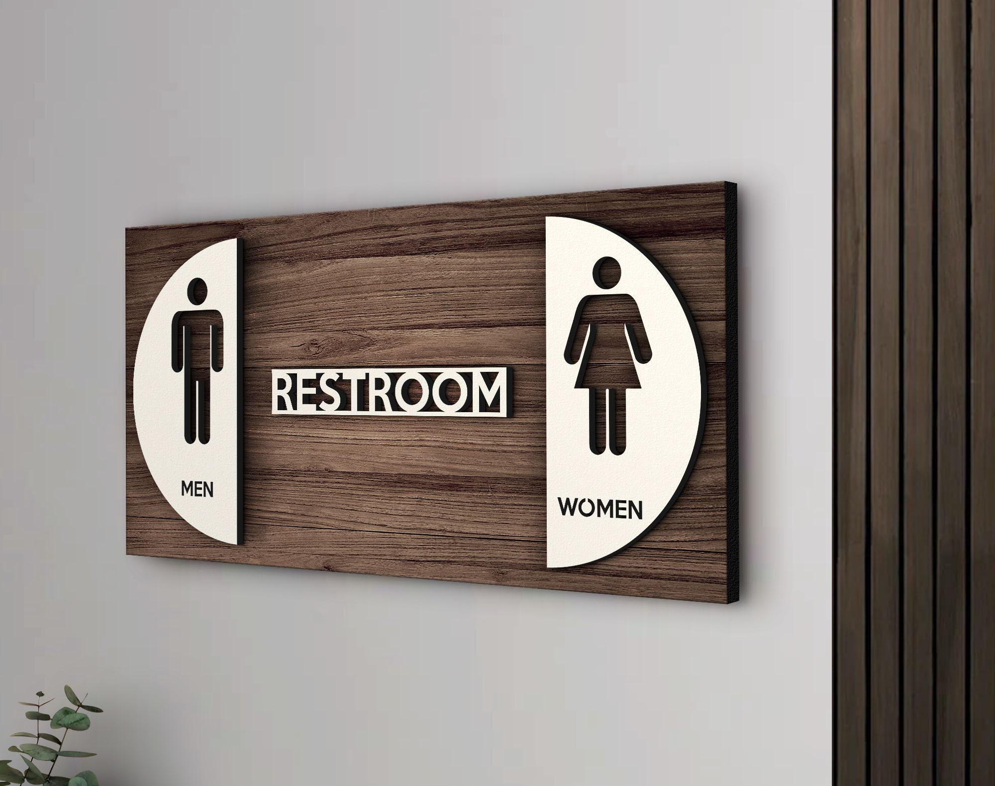 Restroom Door Sign, Men Women WC, Toilet Entrance, Restaurant Sign ...