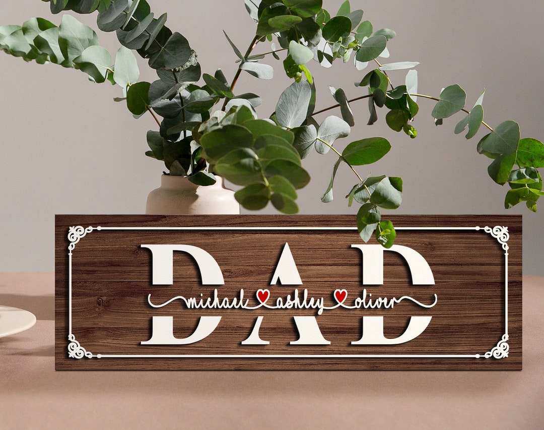 Personalized Embossed Wood Dad Sign, Gift for Dad, Custom Gift for Dad ...