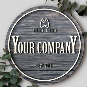 Personalized Wooden Logo Sign Wooden Round Sign Custom Wood - Etsy