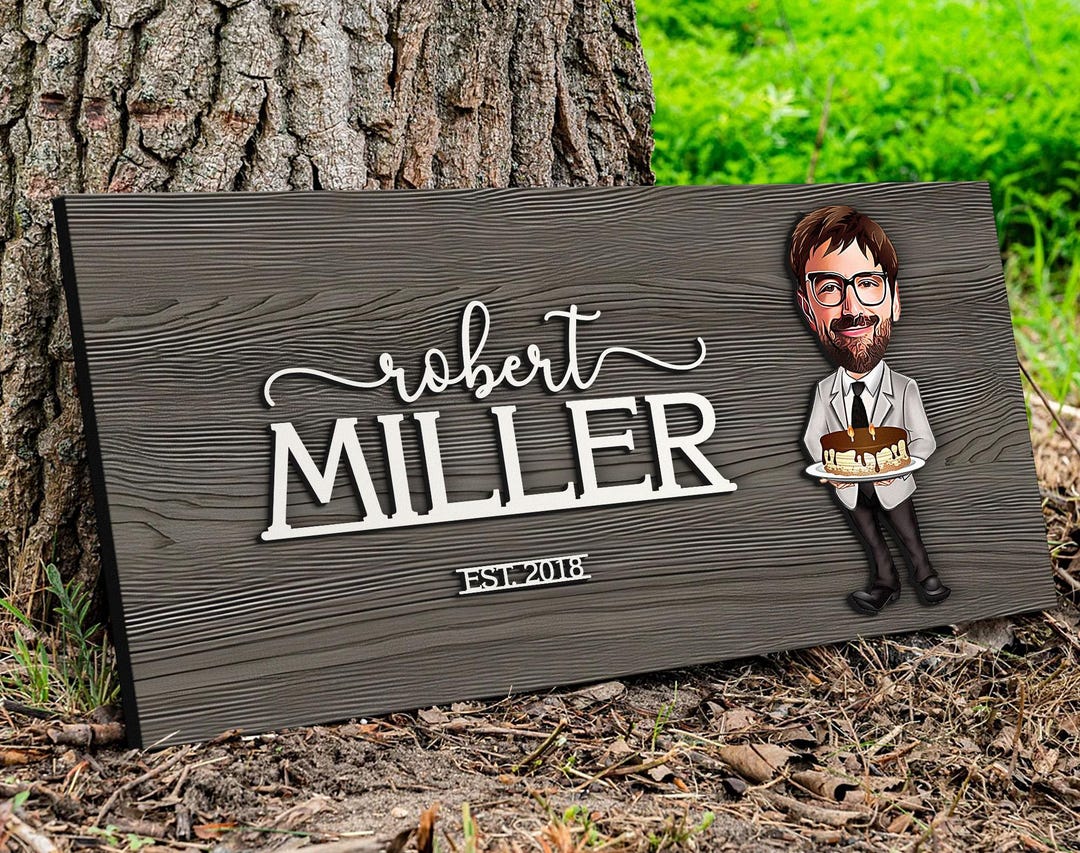 Personalized 3D Wooden Named Cartooned Birthday Painting, Custom ...