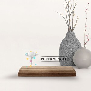 Personalized Transparent Acrylic Doctor Name Plate With Wooden Base ...