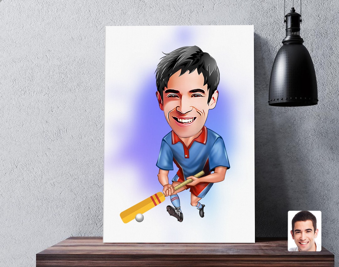 Personalized Cartoon Cricket Canvas Wall Art, Christmas Gift, Custom ...