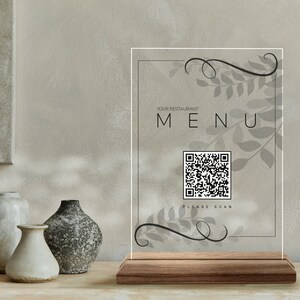 Custom Made QR Code Menu Sign, Custom Natural Wood and Acrylic ...