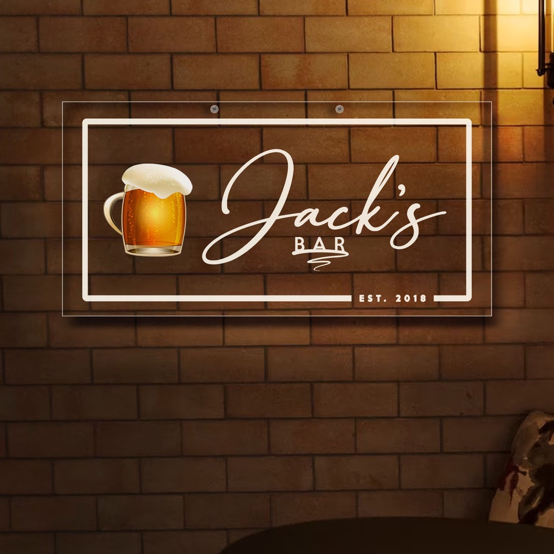 Personalized Clear Acrylic Bar Sign, Custom Bar Sign, Beer Pub, Man ...