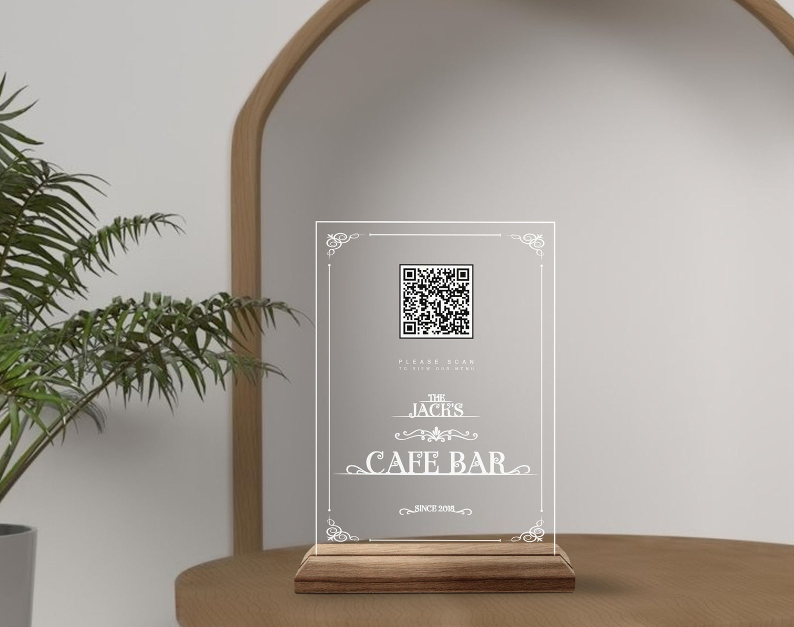 Custom Made QR Code Menu Sign Custom Natural Wood and Acrylic - Etsy