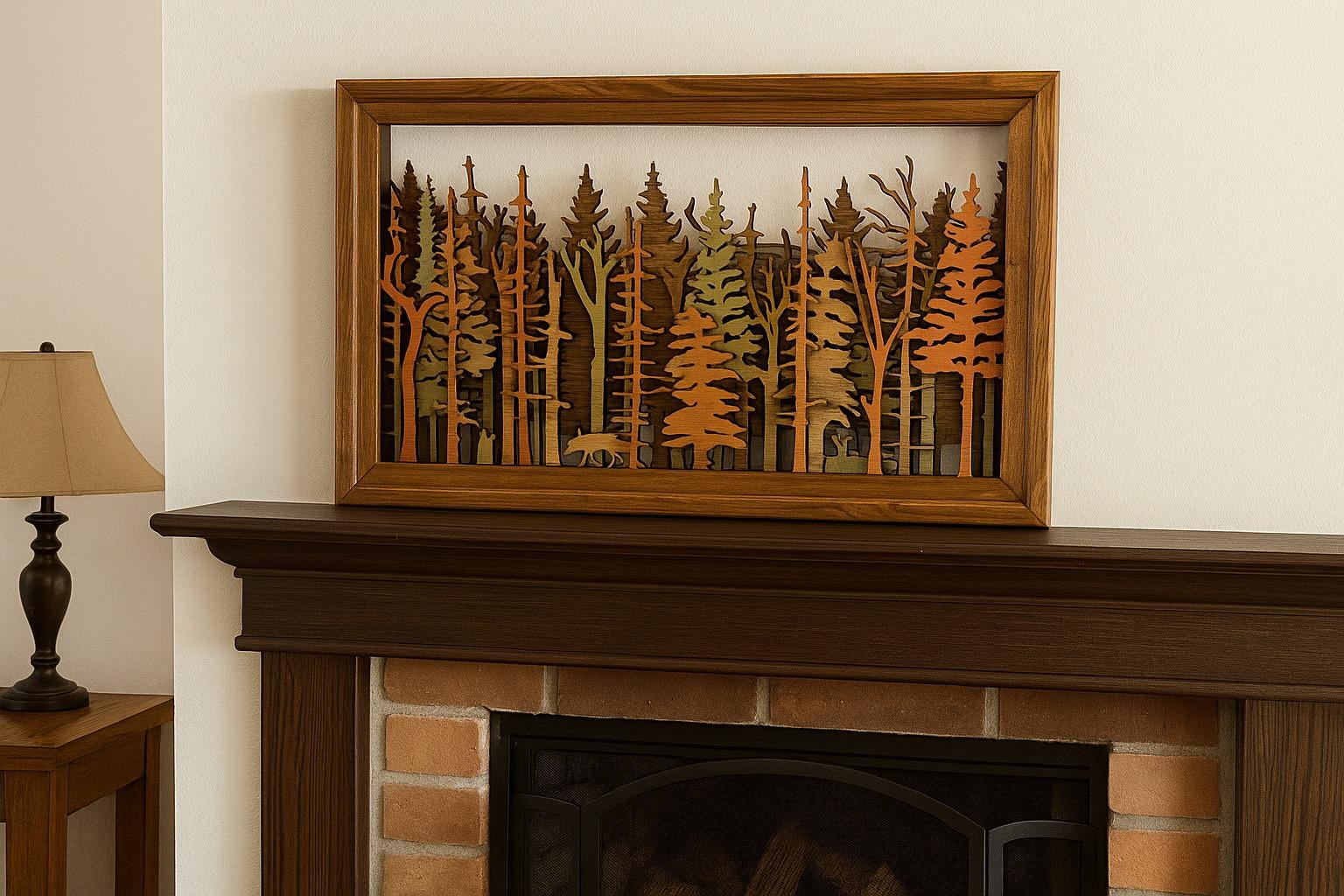 Nature’s Serenity - 3D Layered Wooden Forest Artwork - Laser Cut Wall ...