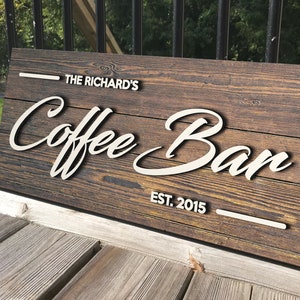Personalized Coffee Bar Sign Wooden Sign Gift Custom Wood - Etsy