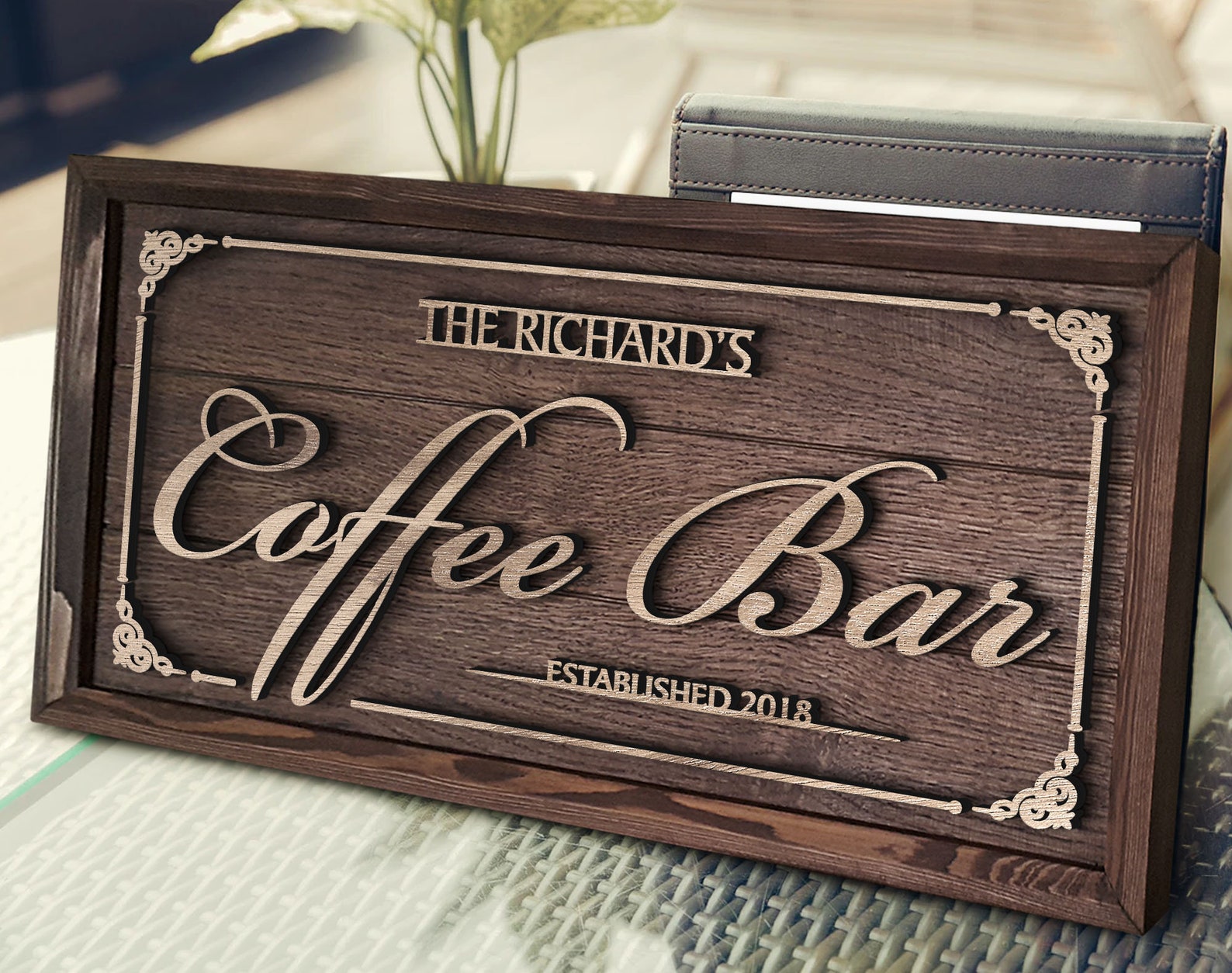 Personalized Handmade Oak Tree Coffee Shop Sign Custom Wood - Etsy