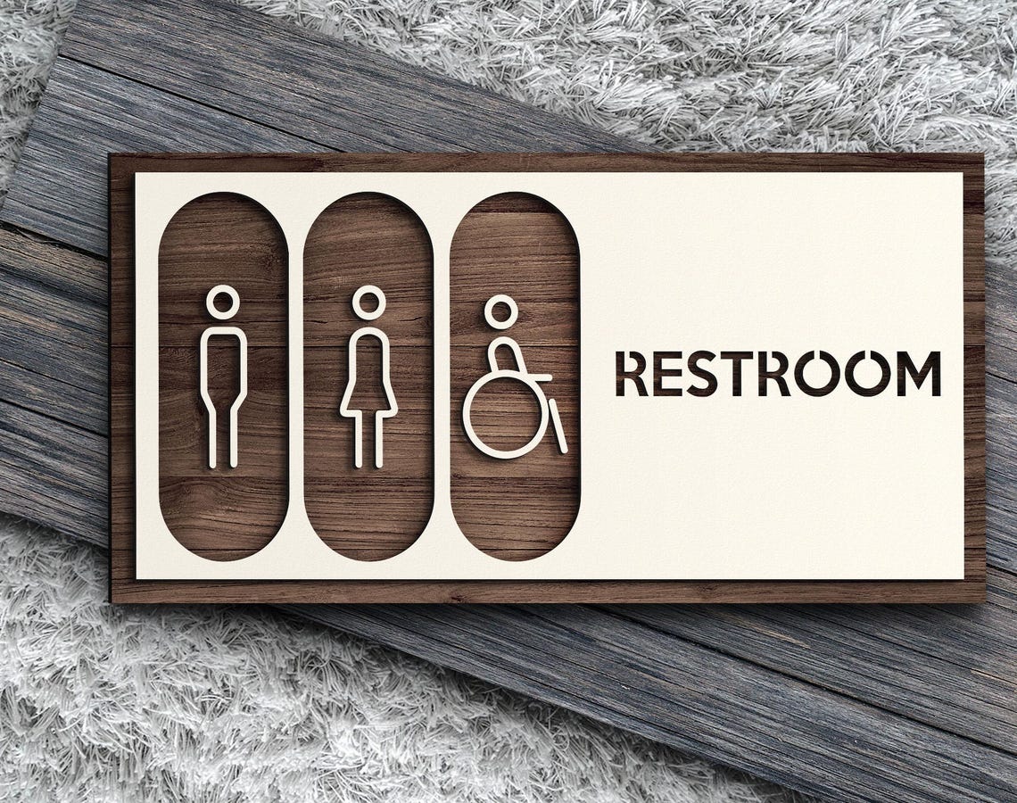 Restroom Door Sign, Men Women WC, Toilet Entrance, Restaurant Sign ...