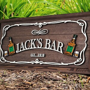 Personalized Handmade Oak Tree Bar Sign Custom Wood Bar Sign - Etsy