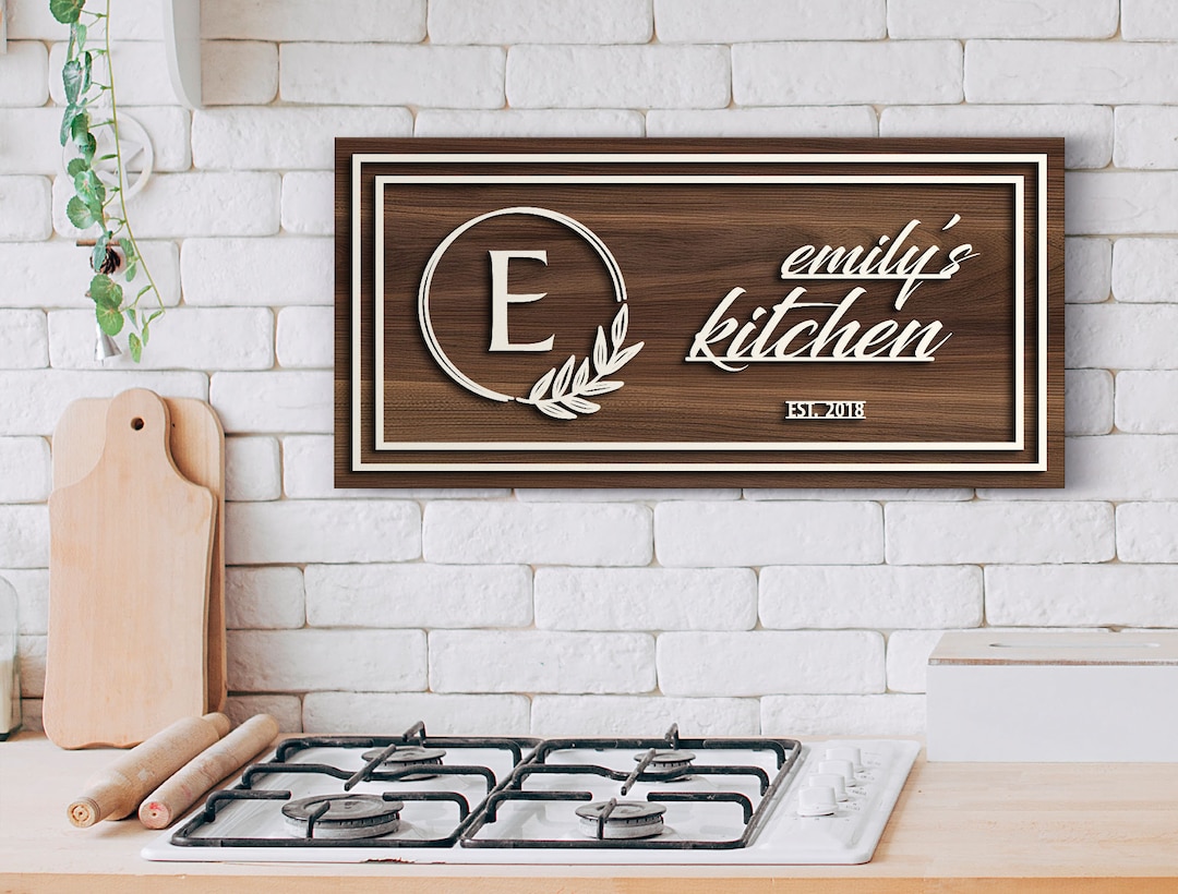 Personalized Name Wood Kitchen Sign Gift, Custom Wood Sign, Home Decor ...