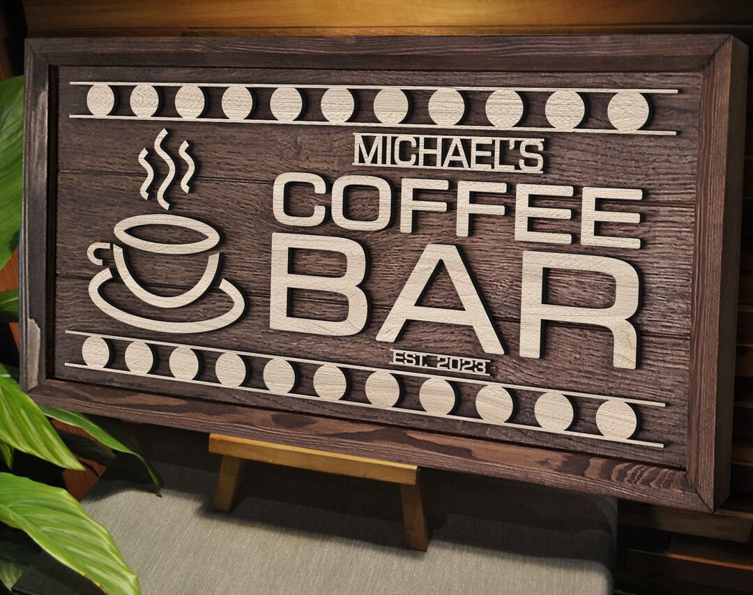 Personalized Handmade Oak Tree Cafe Bar Sign Custom Wood - Etsy
