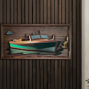 Handmade Oak Tree Boat / Sailboat Wood Painting, Custom Wood Wall Art ...