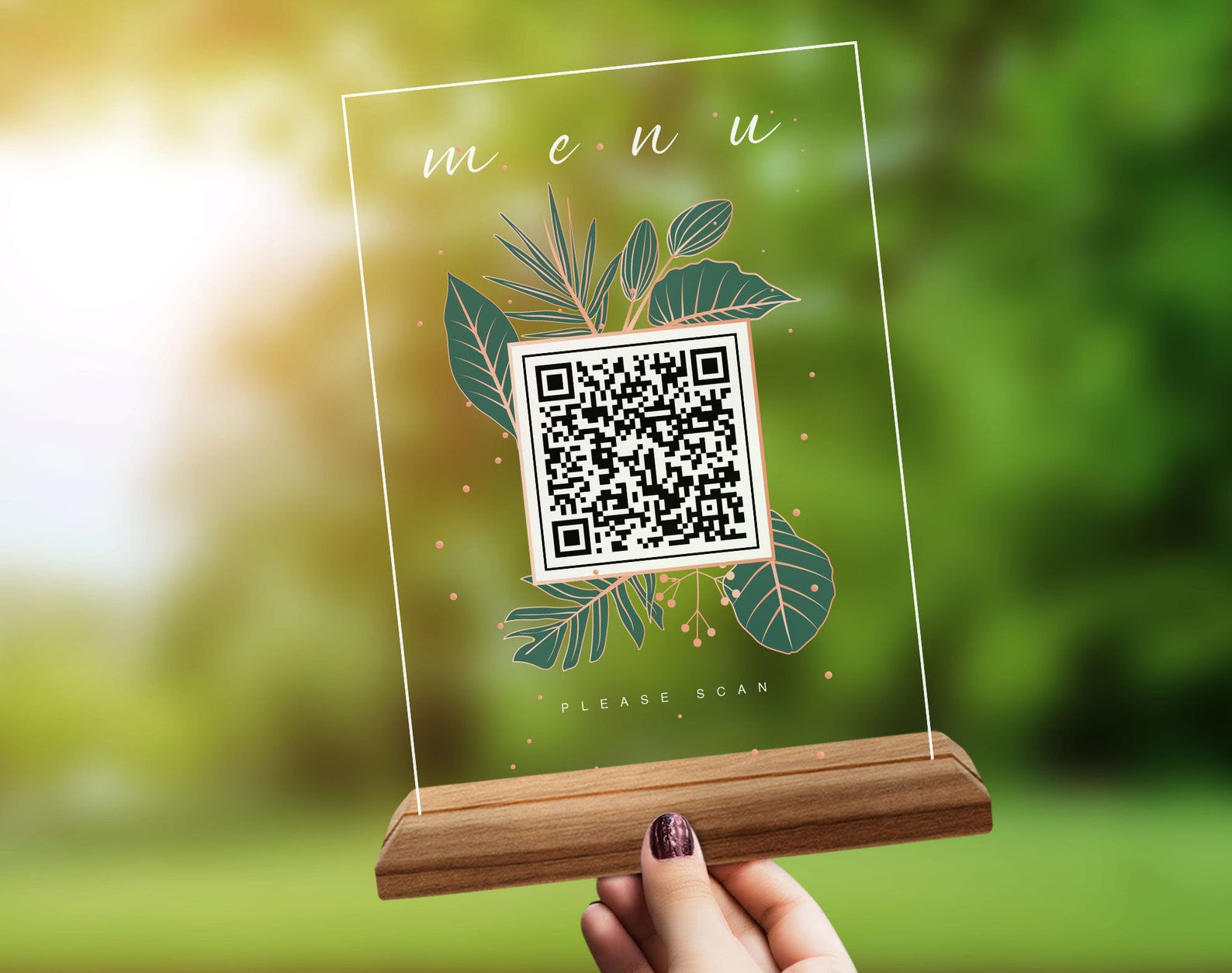 Custom Made QR Code Menu Sign, Custom Natural Wood and Acrylic ...