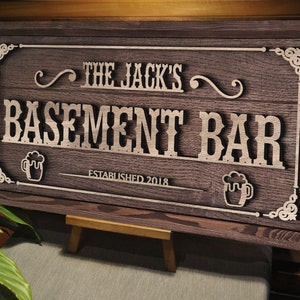 Personalized Handmade Oak Tree Bar Sign, Custom Wood Bar Sign, Bar and ...