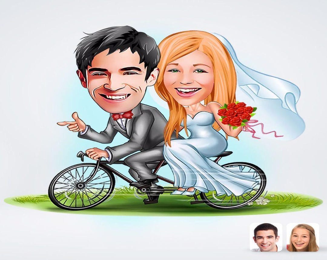Personalized Get Married Drawing / Wedding Cartoon Drawing / Get ...