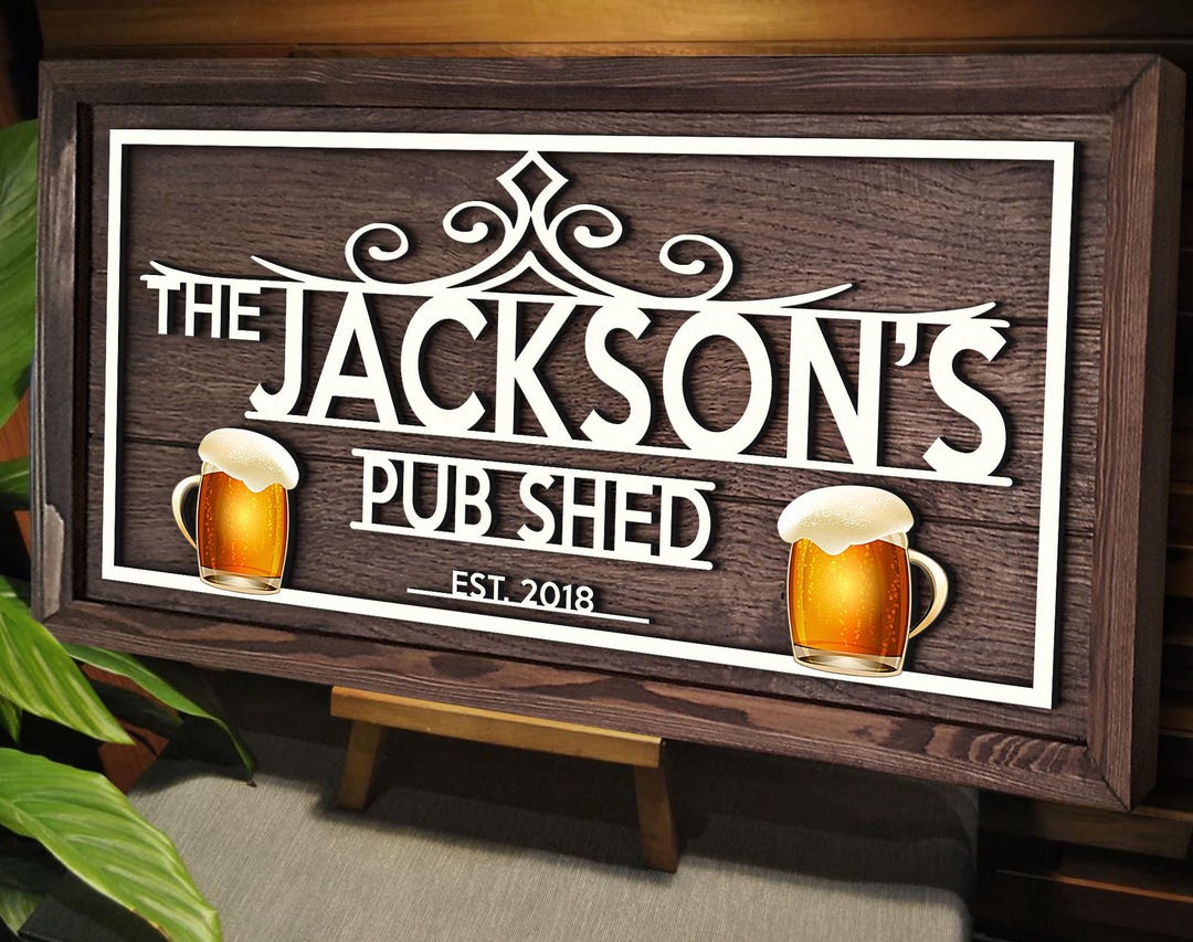 Personalized Handmade Oak Tree Bar Sign, Custom Wood Bar Sign, Bar and ...