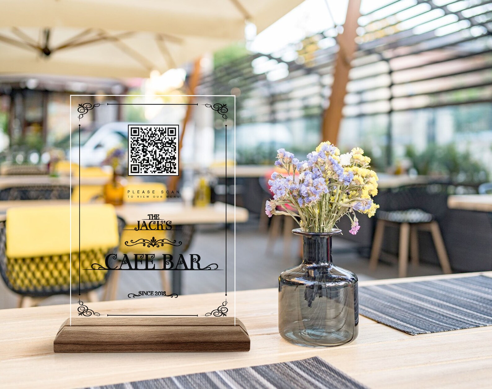 Custom Made QR Code Menu Sign Custom Natural Wood and Acrylic - Etsy