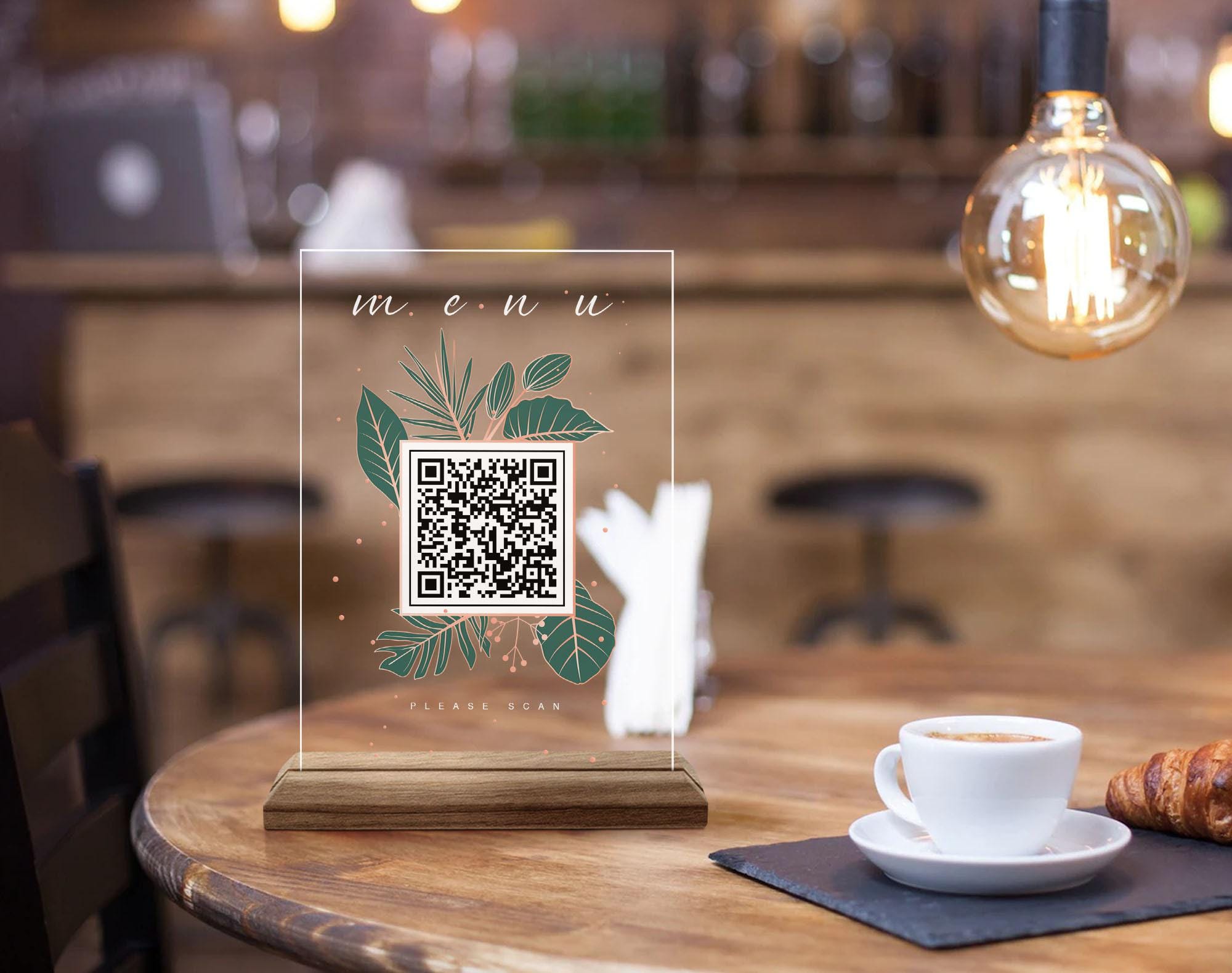 Custom Made QR Code Menu Sign, Custom Natural Wood and Acrylic ...