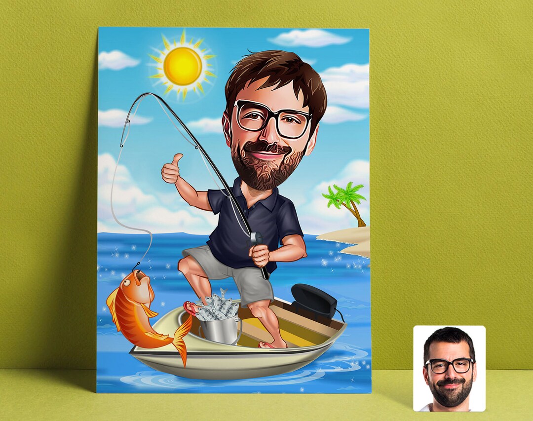 Customized Cartoon Fisherman B, Custom Catch Fisherman Figure, Fishing ...